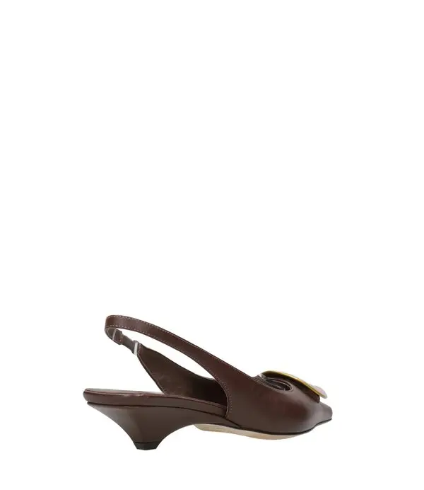 VIC MATIE Slingback Shoes With Geometric Detail - Brown