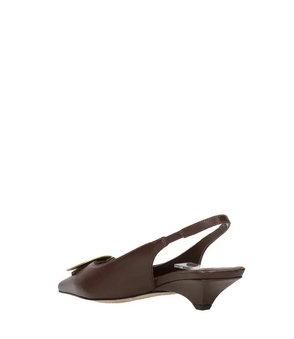 VIC MATIE Slingback Shoes With Geometric Detail - Brown