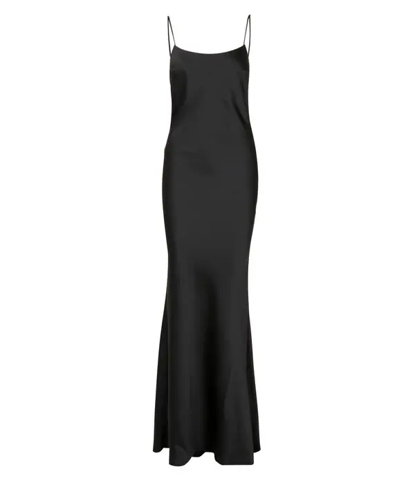 Andamane Strappy Satin Gown - Black