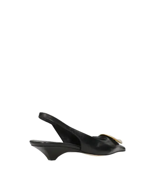VIC MATIE Slingback Pumps With Gold Tone Detail - Black