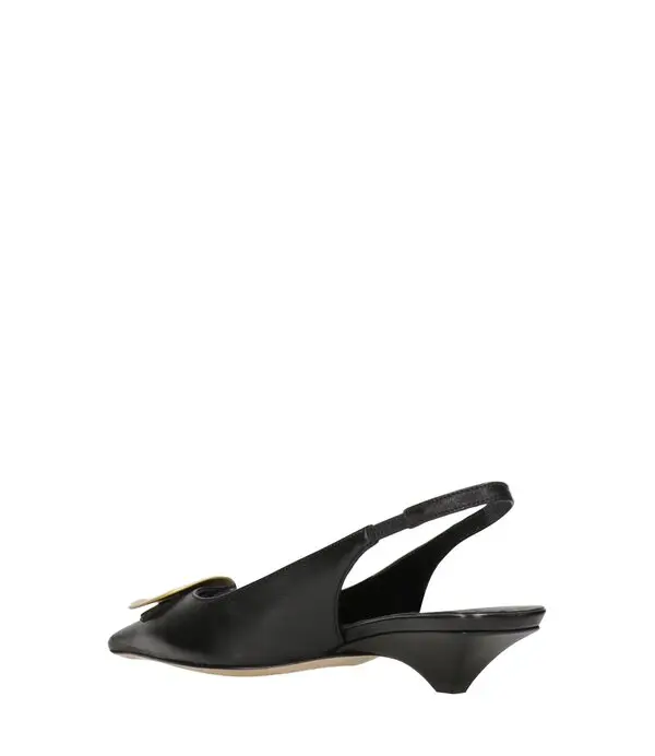 VIC MATIE Slingback Pumps With Gold Tone Detail - Black