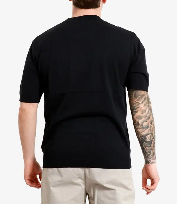 LANEUS Knitted Cotton T-shirt - Black