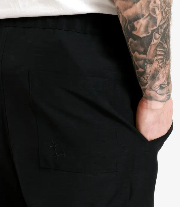 LANEUS Linen Blend Trousers - Black