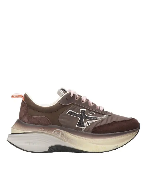 Premiata Technical Fabric And Suede Lace-up Sneakers With Embossed Logo
