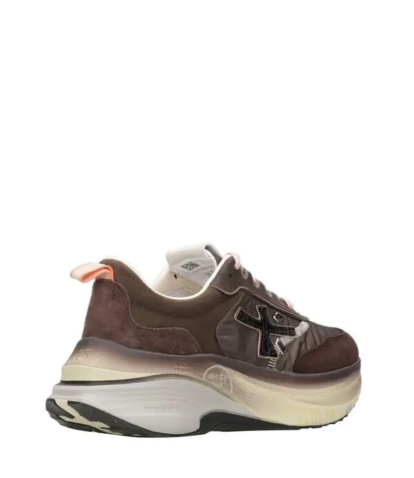 Premiata Technical Fabric And Suede Lace-up Sneakers With Embossed Logo