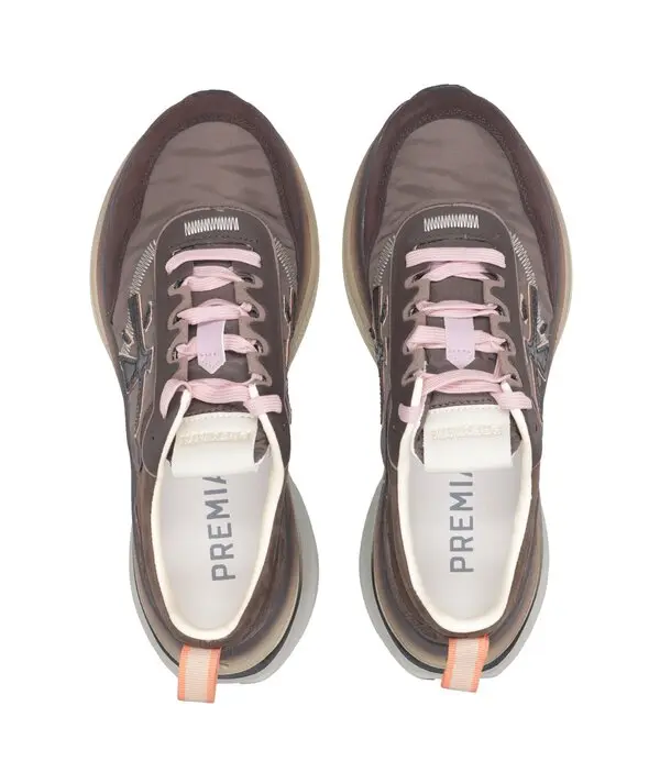Premiata Technical Fabric And Suede Lace-up Sneakers With Embossed Logo