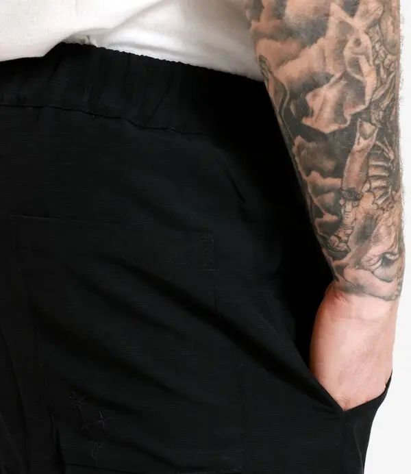 LANEUS Linen Blend Wide Leg Shorts - Black