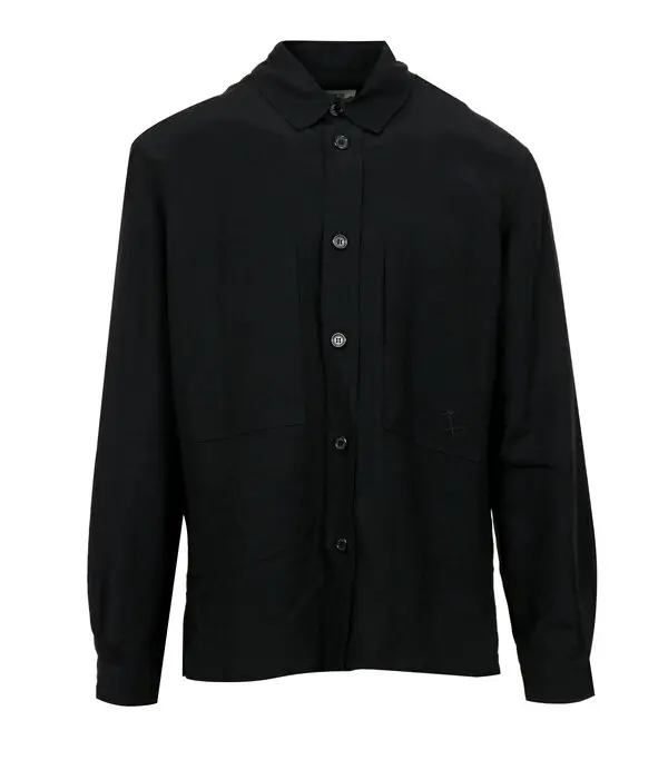 LANEUS Linen Blend Oversize Shirt - Black