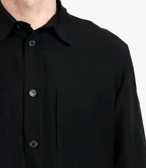 LANEUS Linen Blend Oversize Shirt - Black