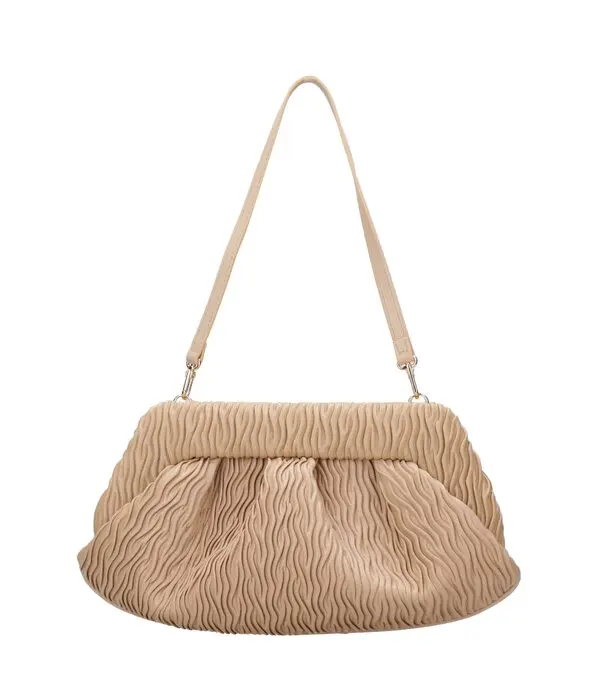 THEMOIRE Ruched Apple Leather Handbag With Shoulder Strap