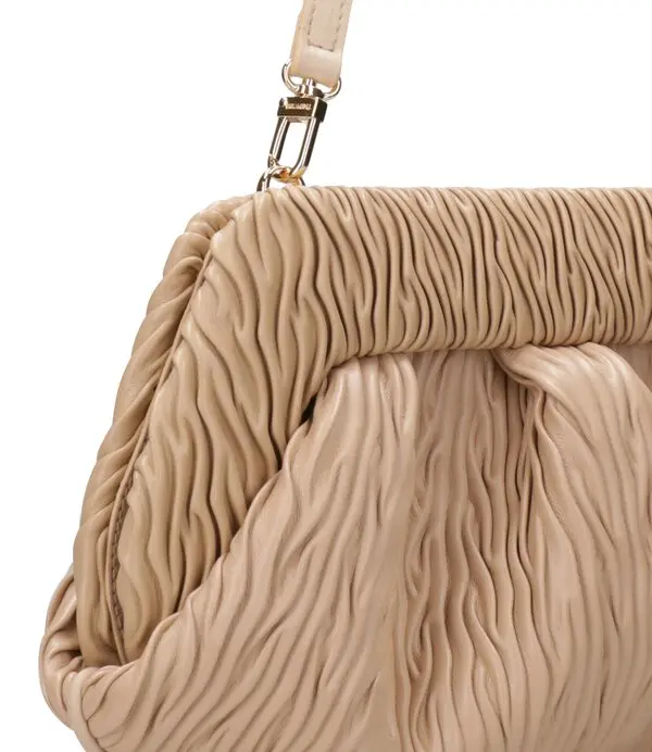 THEMOIRE Ruched Apple Leather Handbag With Shoulder Strap