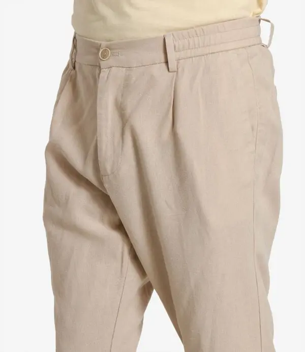 CRUNA Tapered Fit Linen-blend Canvas Trousers - Ecrù