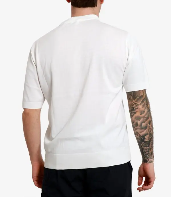 LANEUS Knitted Cotton Crewneck T-shirt - Cream