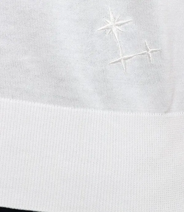 LANEUS Knitted Cotton Crewneck T-shirt - Cream