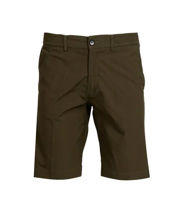 CRUNA Cotton Blend Regular Fit Shorts With Drawstring - Military Green
