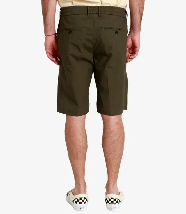 CRUNA Cotton Blend Regular Fit Shorts With Drawstring - Military Green