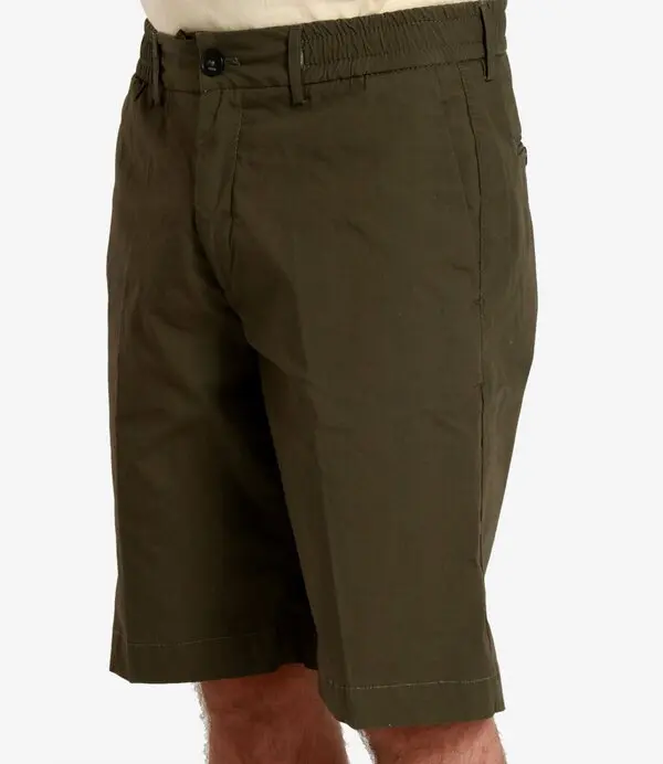 CRUNA Cotton Blend Regular Fit Shorts With Drawstring - Military Green