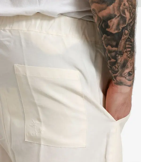 LANEUS Wide Leg Linen Blend Shorts - Cream