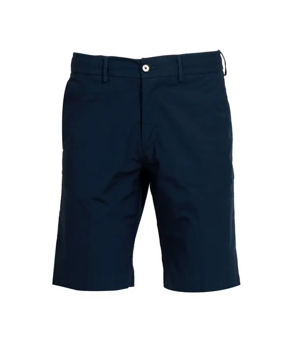 CRUNA Navy Cotton Blend Belted Tailored Shorts - Blue