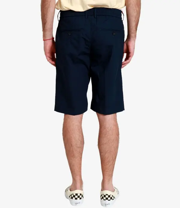 CRUNA Navy Cotton Blend Belted Tailored Shorts - Blue