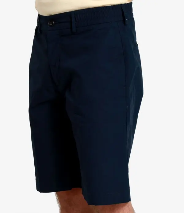 CRUNA Navy Cotton Blend Belted Tailored Shorts - Blue