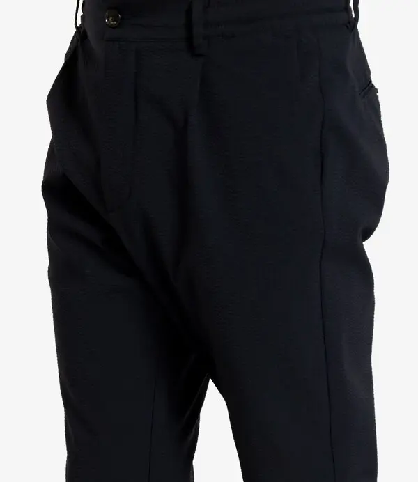 CRUNA Tapered Fit Seersucker Trousers - Night