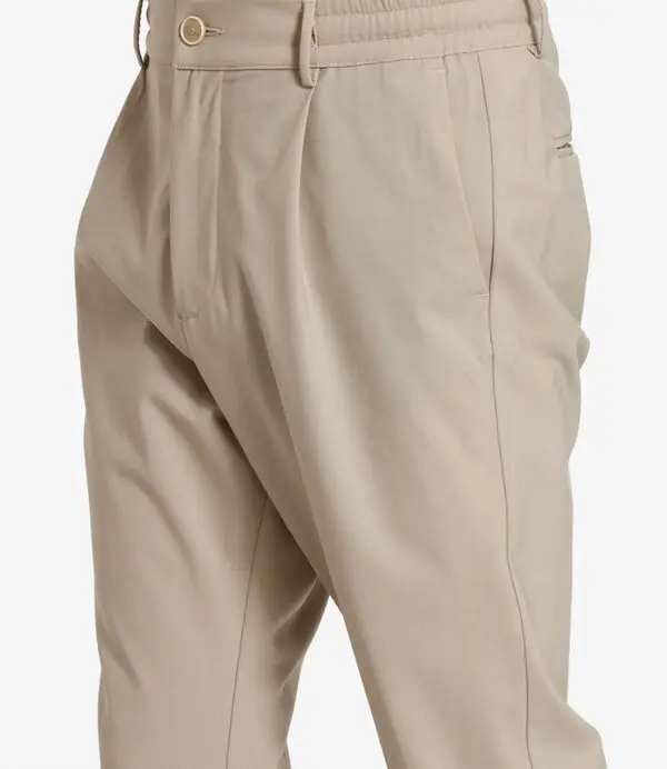 CRUNA Tapered Fit Stretch Wool Canvas Trousers - Beige