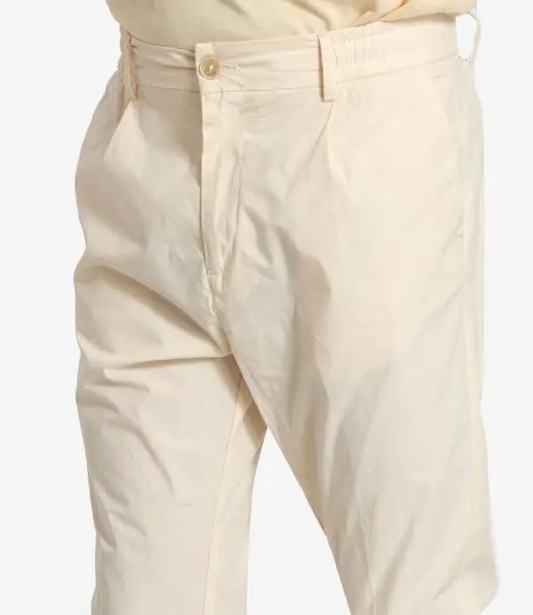 CRUNA Tapered Fit Trousers With Drawstring Waist - Ecrù