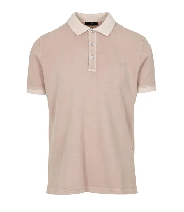 FAY Stretch Pique Polo Shirt With Contrasting Collar - Rope