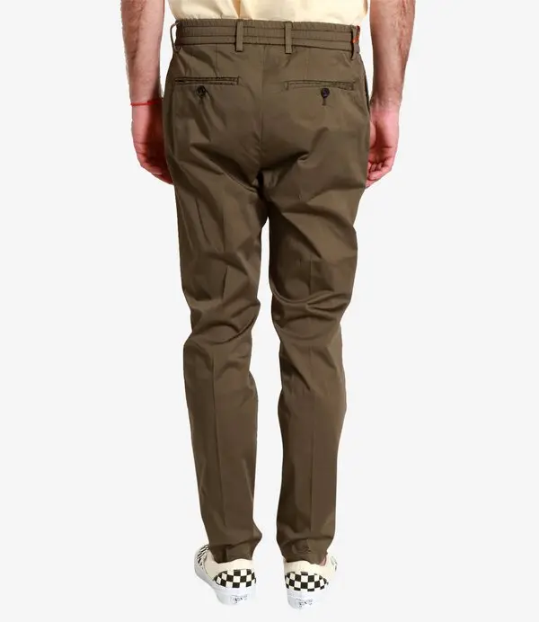 CRUNA Tapered Fit Cotton Blend Trousers - Olive