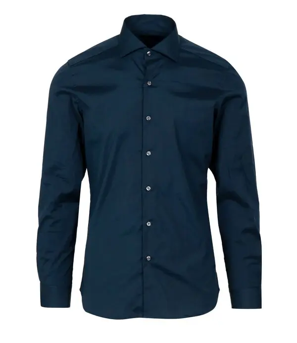 FAY Button-up Long Sleeve Shirt - Blu Navy