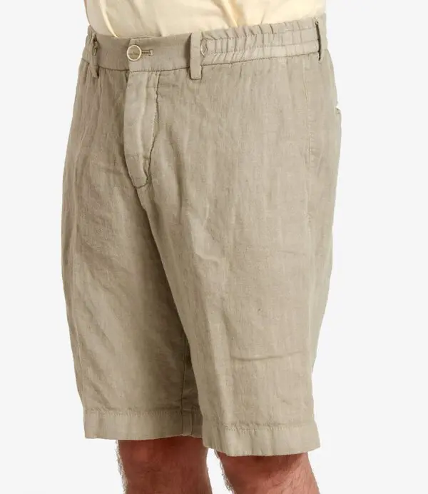 CRUNA Linen Regular Fit Shorts With Drawstring Waist - Beige