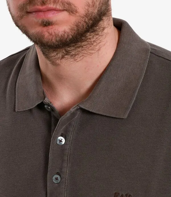 FAY Short Sleeve Pique Polo Shirt - Dark Brown