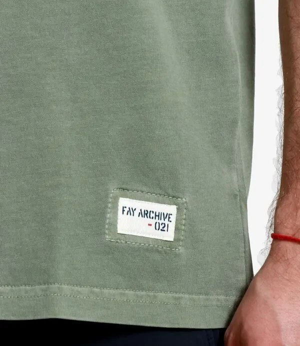 FAY Archive Cotton T-shirt - Sage