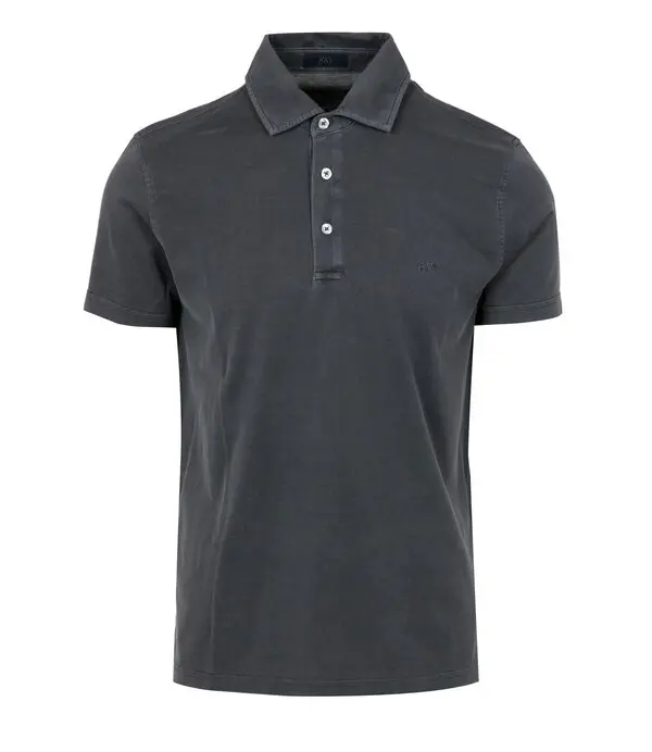 FAY Cotton Jersey Polo Shirt With Embroidered Logo - Anthracite