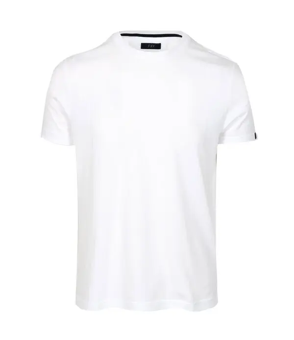 FAY Cotton Jersey T-shirt With Logo Patch - Bianco