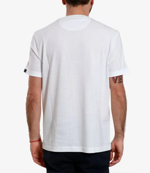 FAY Cotton Jersey T-shirt With Logo Patch - Bianco