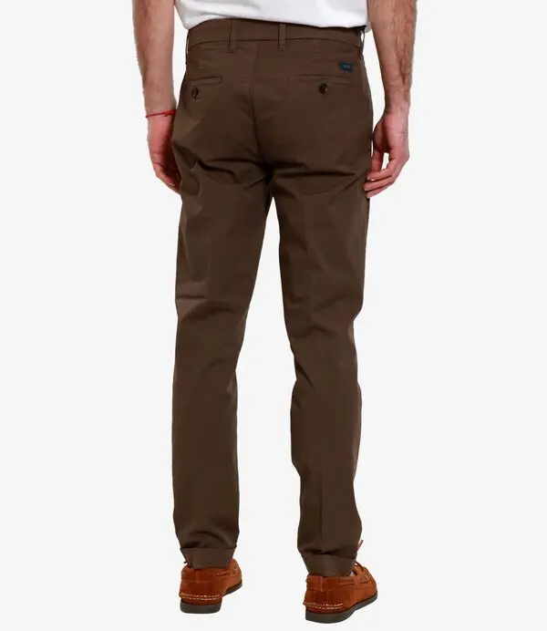 FAY Slim Fit Cotton Gabardine Trousers - Sigaro