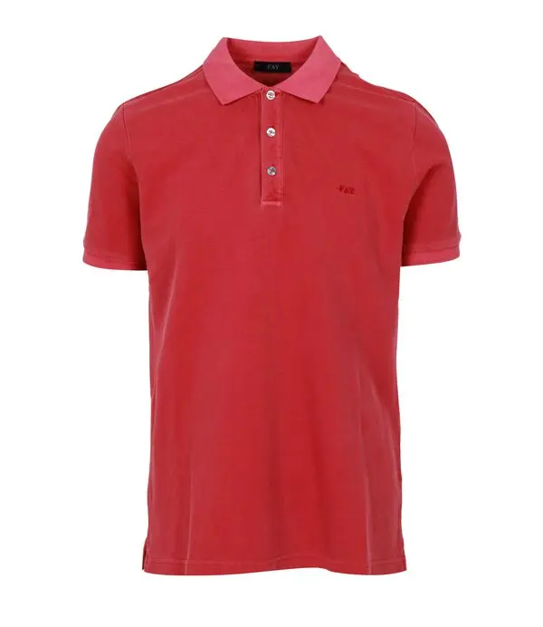FAY Slim Fit Cotton Pique Polo Shirt - Scarlet