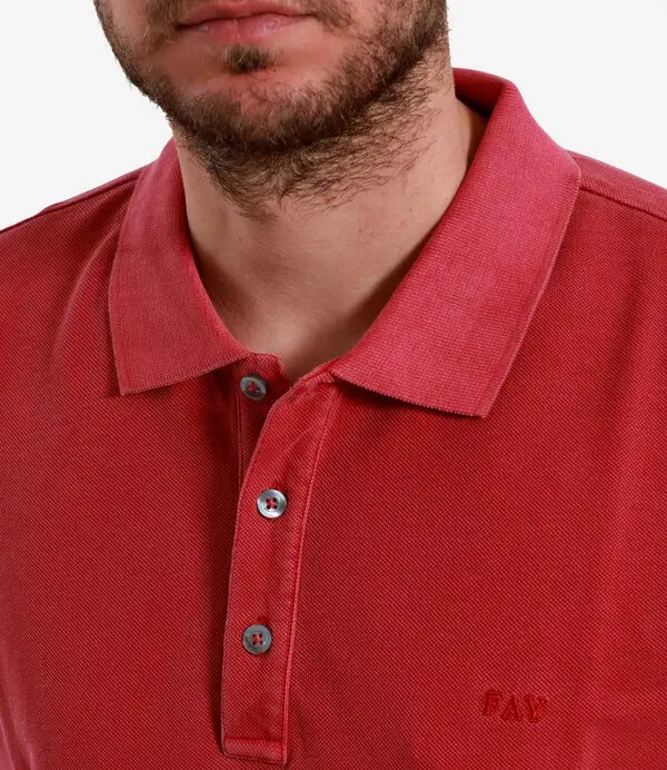 FAY Slim Fit Cotton Pique Polo Shirt - Scarlet