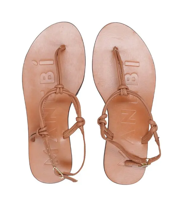 Manebí Leather Knot Detail Sandals - Tan