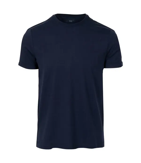 FAY Cotton Jersey Crew Neck Short Sleeve T-shirt - Ink