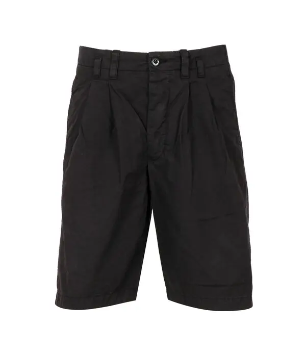 C.P. COMPANY Cotton Pleated Shorts - Nero