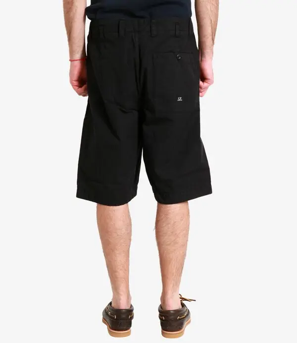 C.P. COMPANY Cotton Pleated Shorts - Nero