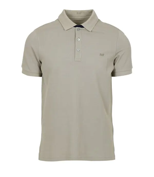 FAY Slim Fit Pique Polo Shirt - Incense