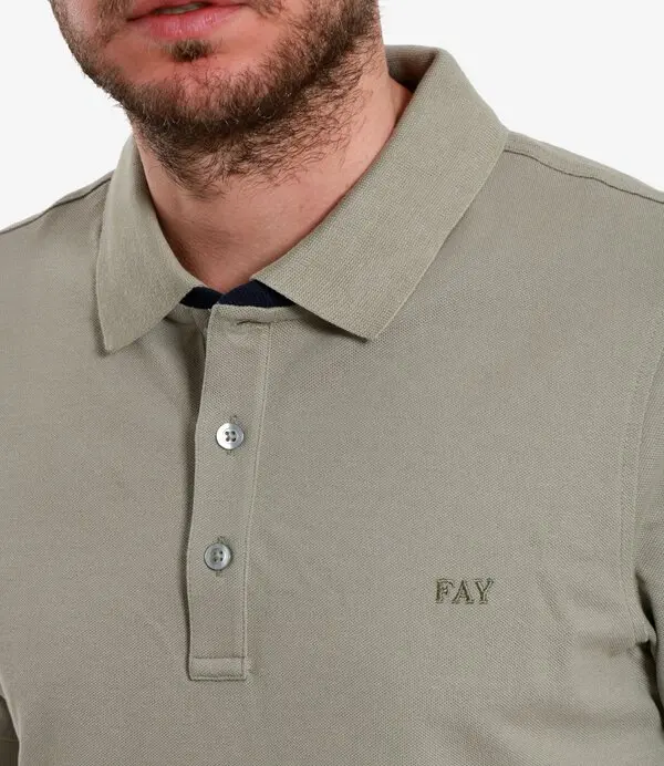 FAY Slim Fit Pique Polo Shirt - Incense
