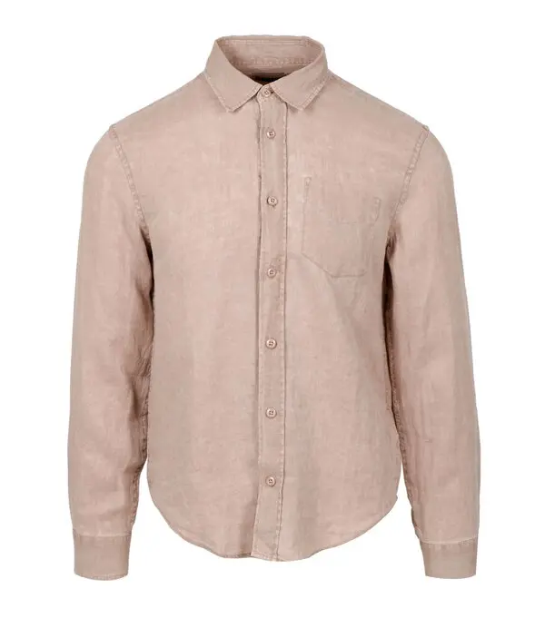 BLAUER. Linen Button-up Shirt With Classic Collar And Patch Pocket