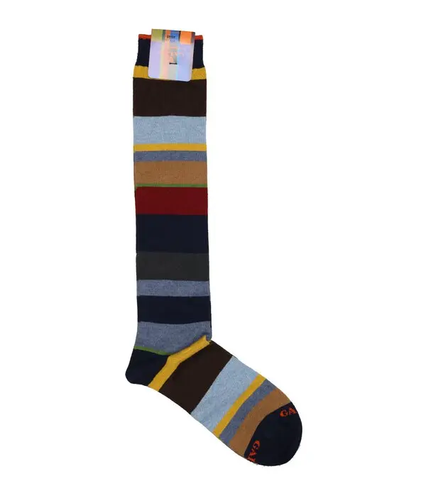 GALLO Knee-high Socks With Multicolor Stripes - Blue