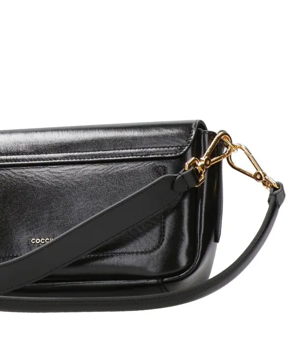 COCCINELLE Smooth Leather Shoulder Bag With Metal Logo Clasp