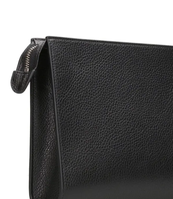 ORTIGNI Grained Leather Wristlet With Rfid Protection - Nero